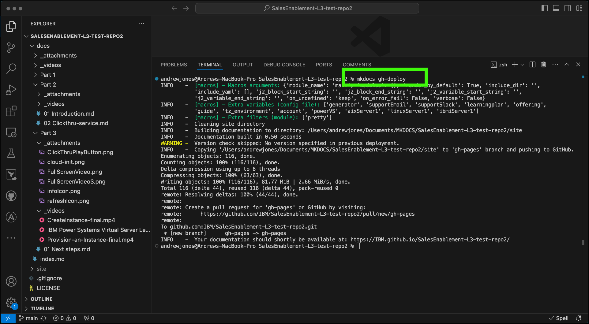 Building with MkDocs - IBM Sales Enablement - L3 - Creation Guidance